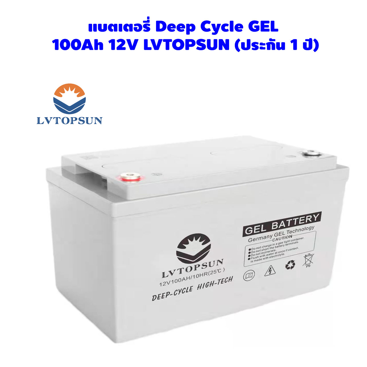 แบตเตอรี่ Deep Cycle GEL 100Ah 12V LVTOPSUN (ประกัน 1 ปี ...